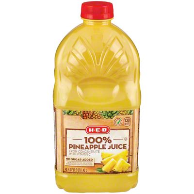 H-E-B No Sugar Added 100% Pineapple Juice, 48 oz | Joe V's Smart Shop ...