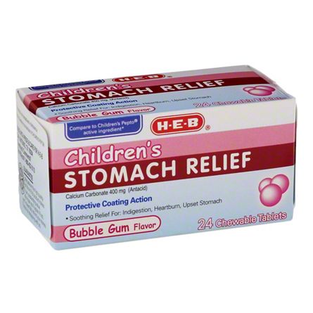 H-E-B Children's Stomach Relief Bubble Gum Flavor 400 mg Chewable ...