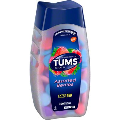 Tums Antacid Extra Strength Assorted Berries Chewable Tablets, 200 ct ...