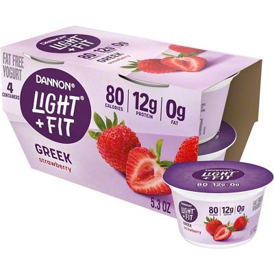 Light + Fit Greek Strawberry Fat Free Yogurt Pack, 4 pack, 5.3 oz ...