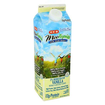 H-E-B MooTopia Lactose Free Vanilla 2% Reduced Fat Milk, 1 qt | Central ...