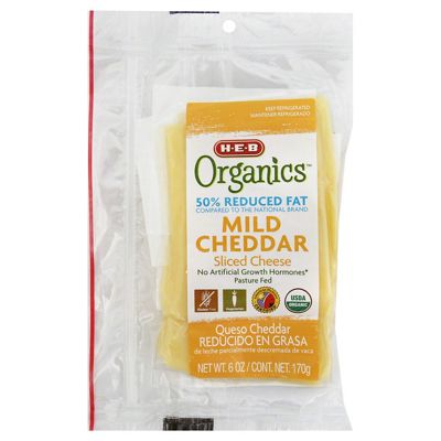 H-E-B Organics Reduced Fat Mild Cheddar Cheese, Slices, 6 ct | Central ...