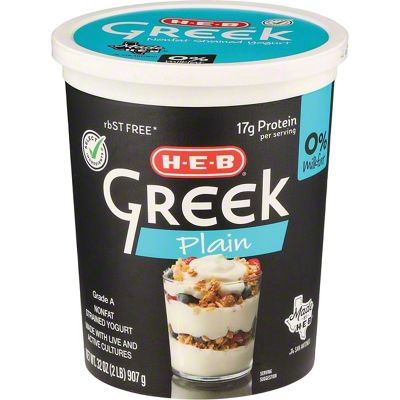 H-E-B 17g Protein Nonfat Greek Yogurt - Plain, 32 oz | Joe V's Smart ...