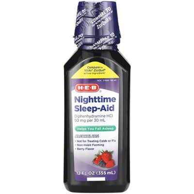 H-E-B Diphenhydramine Nighttime Sleep Aid Liquid - Berry, 12 oz | Joe V ...