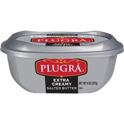 Diet info for PLUGRA EUROPEAN STYLE SALTED BUTTER TUB, 8 OZ - Spoonful