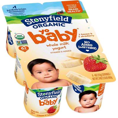 Stonyfield Organic YoBaby Whole Milk Yogurt - Banana & Strawberry, 6 ct ...