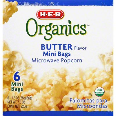 H-E-B Organics Butter Flavor Microwave Popcorn Mini Bags, 6 ct | Joe V ...
