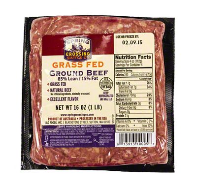 Spring Crossing Grass Fed Ground Beef 85% Lean, 1 lb | Central Market ...