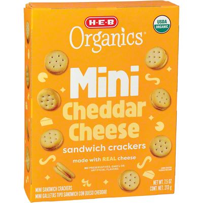 H-E-B Organics Mini Cheddar Cheese Sandwich Crackers, 7.5 oz | Central ...
