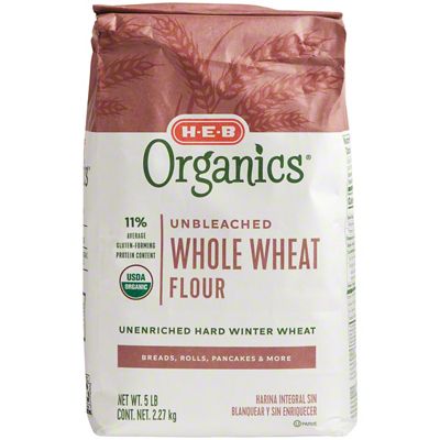 H-E-B Organics Unbleached Whole Wheat Flour, 5 lbs | Central Market ...