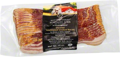 Red Top Farms Berkshire Pork Uncured Applewood Smoked Bacon, 12 oz ...