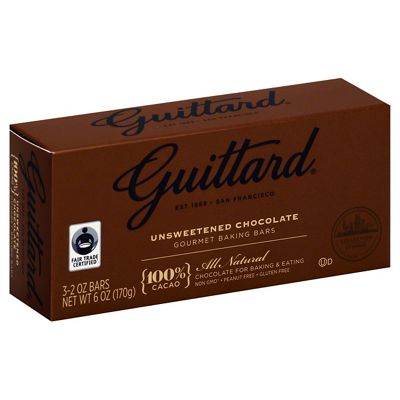 Guittard 100% Cacao Unsweetened Chocolate Baking Bars, 6 oz | Central ...
