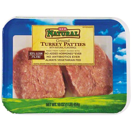 H-E-B Natural Ground Turkey Patties, 93% Lean, 4 ct | Central Market ...
