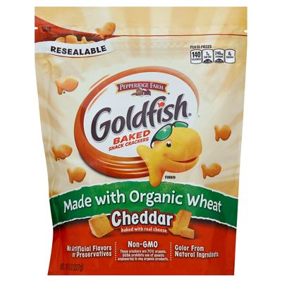 Pepperidge Farm Goldfish Organic Wheat Cheddar Baked Snack Crackers, 8 ...