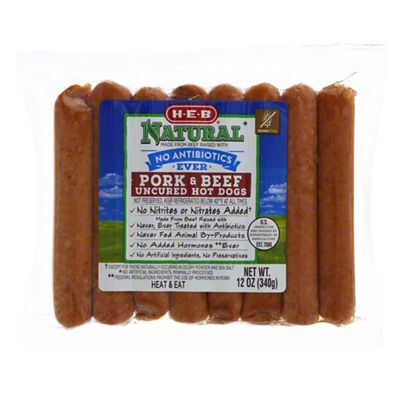 H-E-B Natural Pork and Beef Hot Dogs, 8 ct | Central Market - Really ...