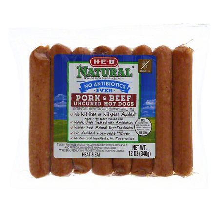 H-E-B Natural Pork and Beef Hot Dogs, 8 ct | Central Market - Really ...