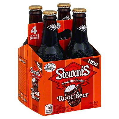 Stewart's Fountain Classics Real Sugar Root Beer 12 oz Bottles, 4 pk ...