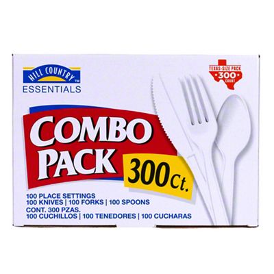 Hill Country Essentials Plastic Knives, Forks & Spoons Combo Pack ...