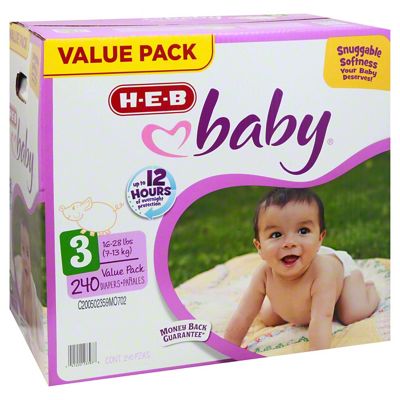H-E-B Baby Value Pack Diapers – Size 3, 240 ct | Joe V's Smart Shop ...