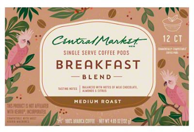 Central Market Breakfast Blend Single Serve Coffee Pods, 12 ct ...