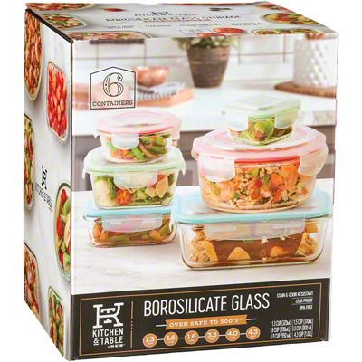 Kitchen & Table by H-E-B Multi-Color Borosilicate Glass Food Storage ...