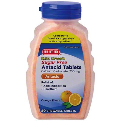 H-E-B Extra Strength Sugar-Free Antacid Orange Flavor Chewable Tablets ...