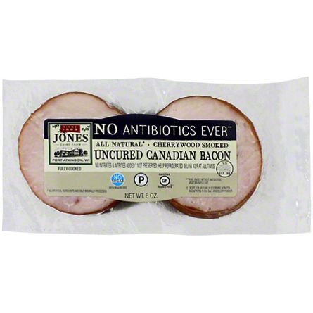 Jones Dairy Farm Uncured Cherrywood Canadian Bacon, 6 oz | Central ...