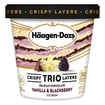 Haagen-Dazs Crispy Trio Layers Vanilla & Blackberry Ice Cream, 14.00 oz ...