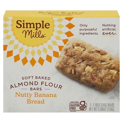 Simple Mills Soft Baked Nutty Banana Bread Almond Flour Bars, 5 ct ...