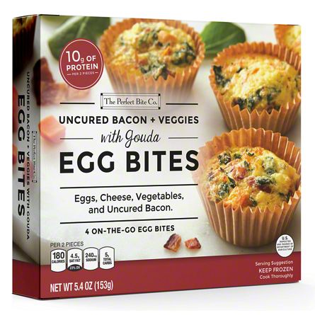 The Perfect Bite Co Uncured Bacon & Veggies with Gouda Egg Bites , 5.4 ...