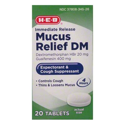 H-E-B Mucus Relief DM Immediate Release Tablets, 20 ct | Joe V's Smart ...