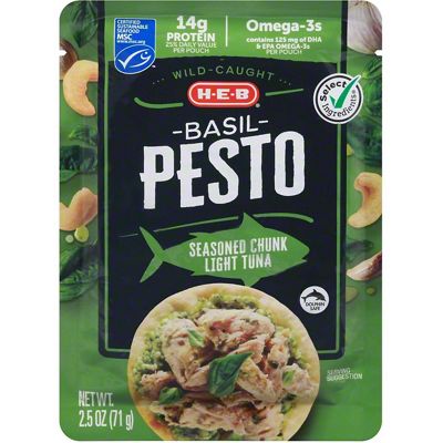 H-E-B Seasoned Wild Caught Chunk Light Tuna - Basil Pesto, 2.5 oz | Joe ...