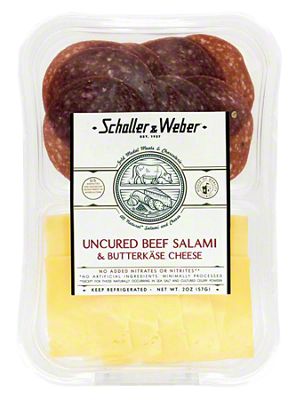 Schaller & Weber Uncured Beef Salami & Butterkase Cheese Snack Tray, 2 ...