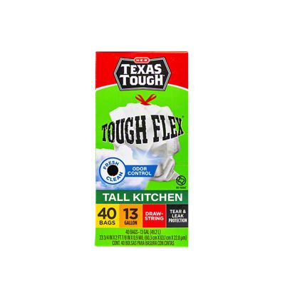 H-E-B Texas Tough Tall Kitchen Flex Trash Bags, 13 Gallon - Fresh Scent ...