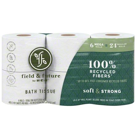 Field & Future by H-E-B Soft & Strong Toilet Paper, 6 Mega Rolls ...