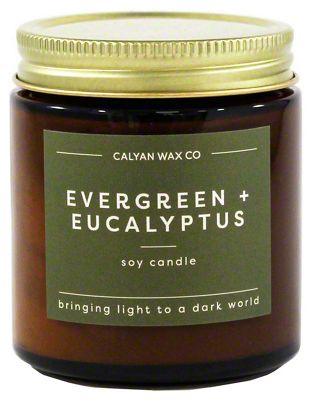 Calyan Wax Co Mini Evergreen & Eucalyptus Amber Jar Soy Candle, 3.1 oz ...