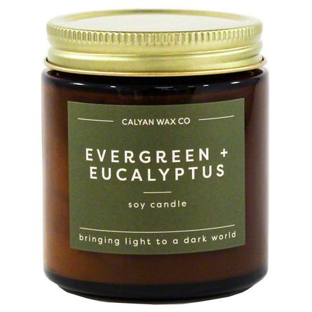 Calyan Wax Co Mini Evergreen & Eucalyptus Amber Jar Soy Candle, 3.1 oz ...