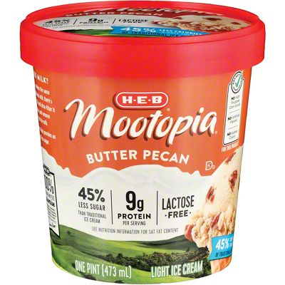 H-E-B Mootopia 9g Protein Lactose Free Light Ice Cream - Butter Pecan ...