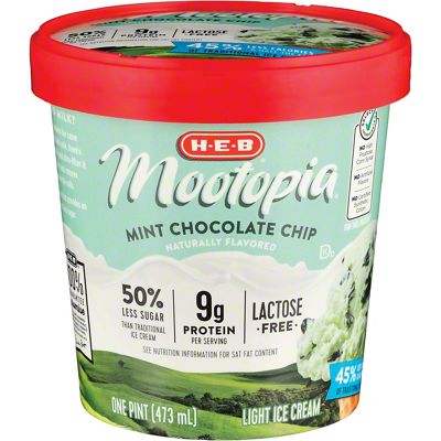 H-E-B Mootopia 9g Protein Lactose Free Light Ice Cream - Mint Chocolate ...