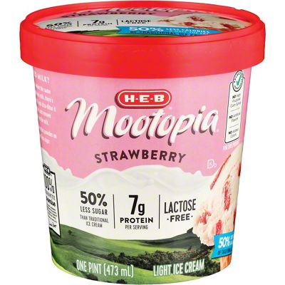 H-E-B Mootopia 7g Protein Lactose Free Light Ice Cream - Strawberry, 1 ...