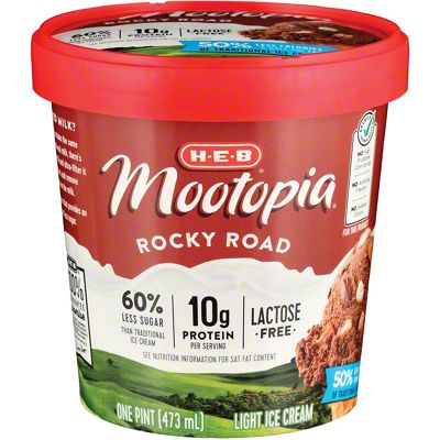 H-E-B Mootopia 10g Protein Lactose Free Light Ice Cream - Rocky Road, 1 ...