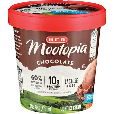 H-E-B Mootopia 10g Protein Lactose Free Light Ice Cream - Chocolate, 1 ...