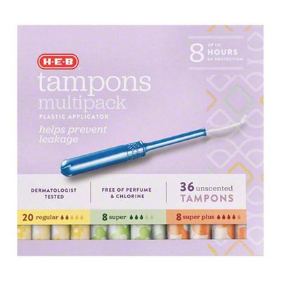 H-E-B Plastic Applicator Unscented Tampons – Absorbency Multipack, 36 ...