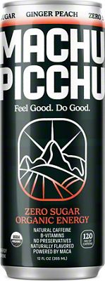 Machu Picchu Organic Energy Ginger Peach Zero Sugar, 12 oz | Central ...