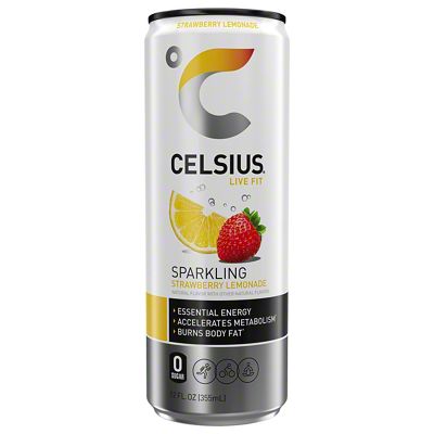 Celsius Zero Sugar Sparkling Energy Drink - Strawberry Lemonade, 12 oz ...