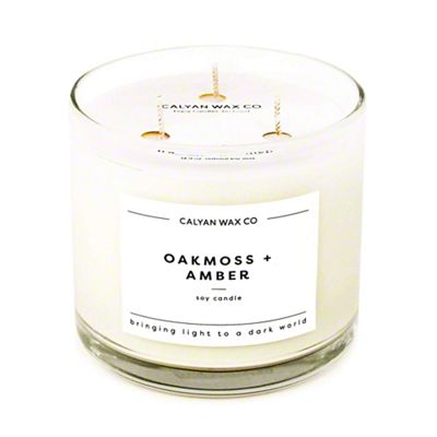 Calyan Wax Co. Oakmoss & Amber 3 Wick Glass Tumbler Candle, 15 oz ...