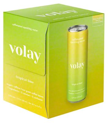 Volay Tropical Lime Caffeinated Sparkling Water, 4 Pack, 12 oz ...