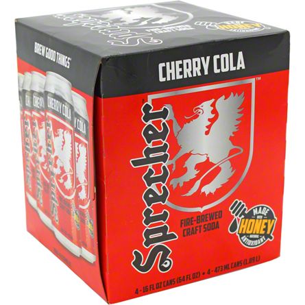 Sprecher Craft Brewed Cherry Cola Soda 16 oz Cans, 4 pk | Central ...