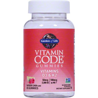Garden of Life Vitamin Code Gummies Vitamin D3 & K2 - Raspberry Lemon ...