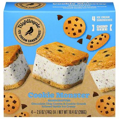 Nightingale Cookie Monster Chomp Ice Cream Sandwiches, 4 ct | Central ...